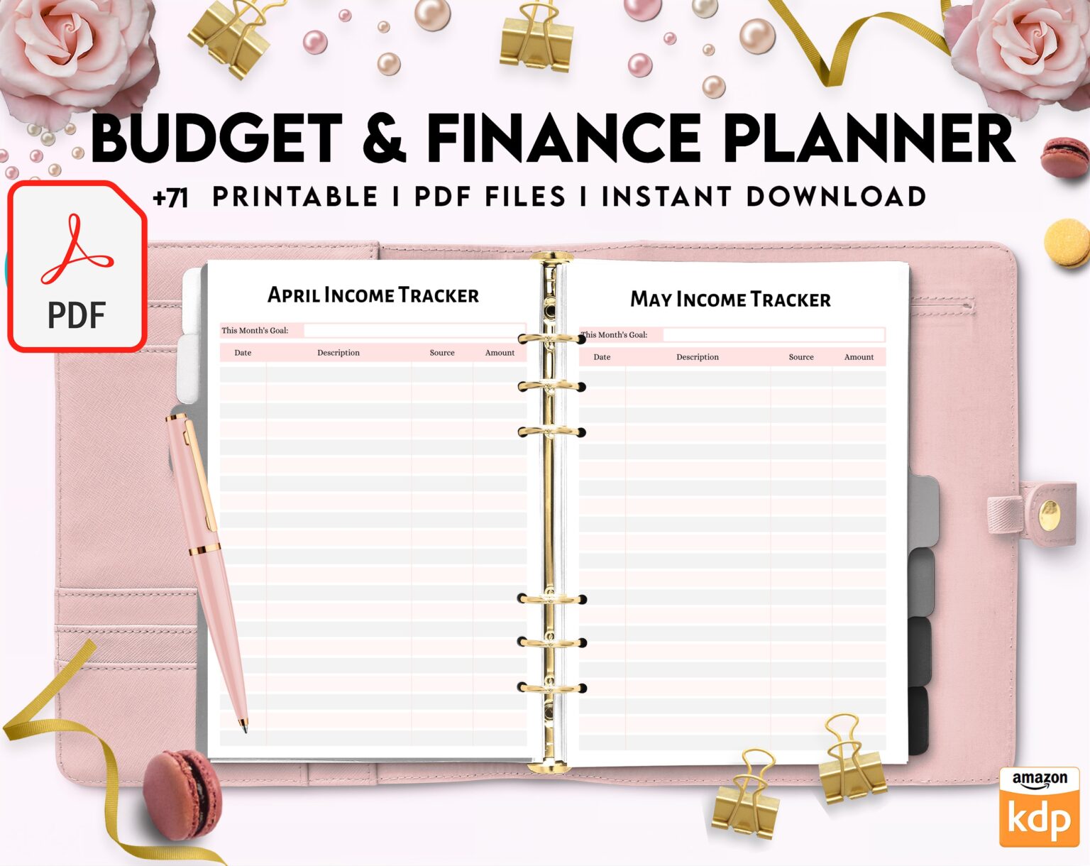 Free Budget & Finance Planner PDF Printable, 8,5x11 inch A4 size, For ...