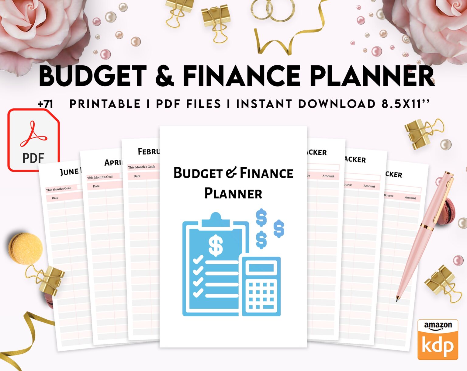 Free Budget & Finance Planner PDF Printable, 8,5x11 inch A4 size, For ...