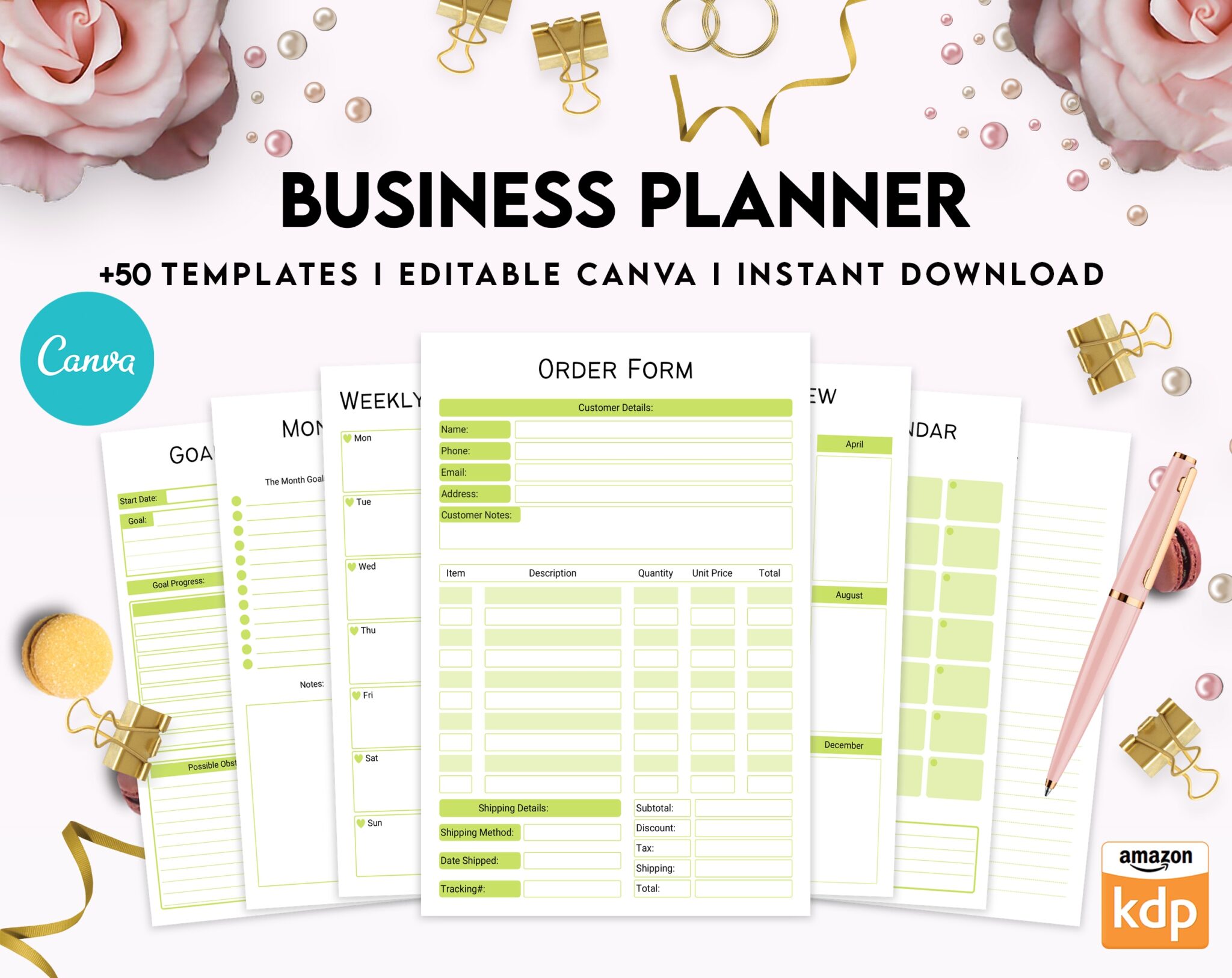 Canva editable Business Planner, Small business Canva editable Planner ...