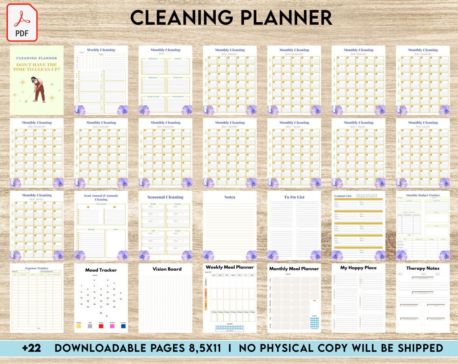 Free Cleaning Planner PDF Printable, 8,5x11 inch A4 size, For journal ...