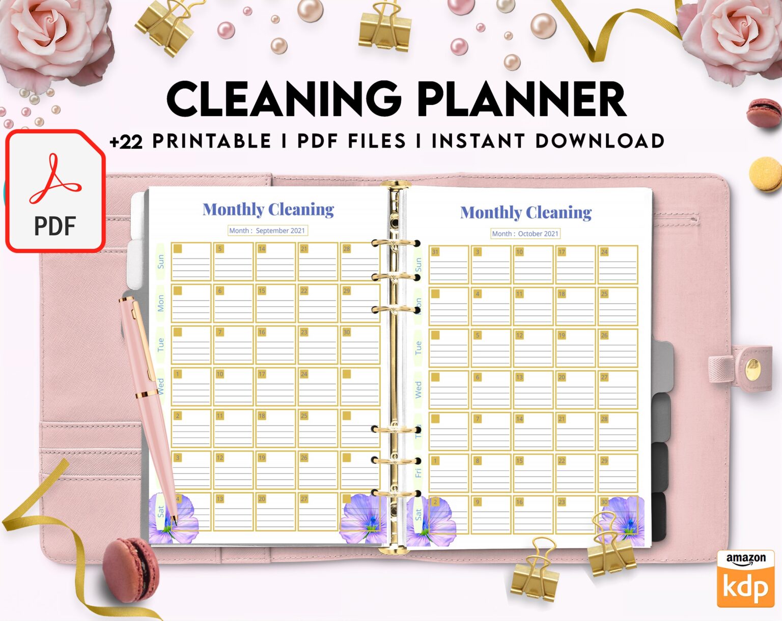 Free Cleaning Planner PDF Printable, 8,5x11 inch A4 size, For journal ...