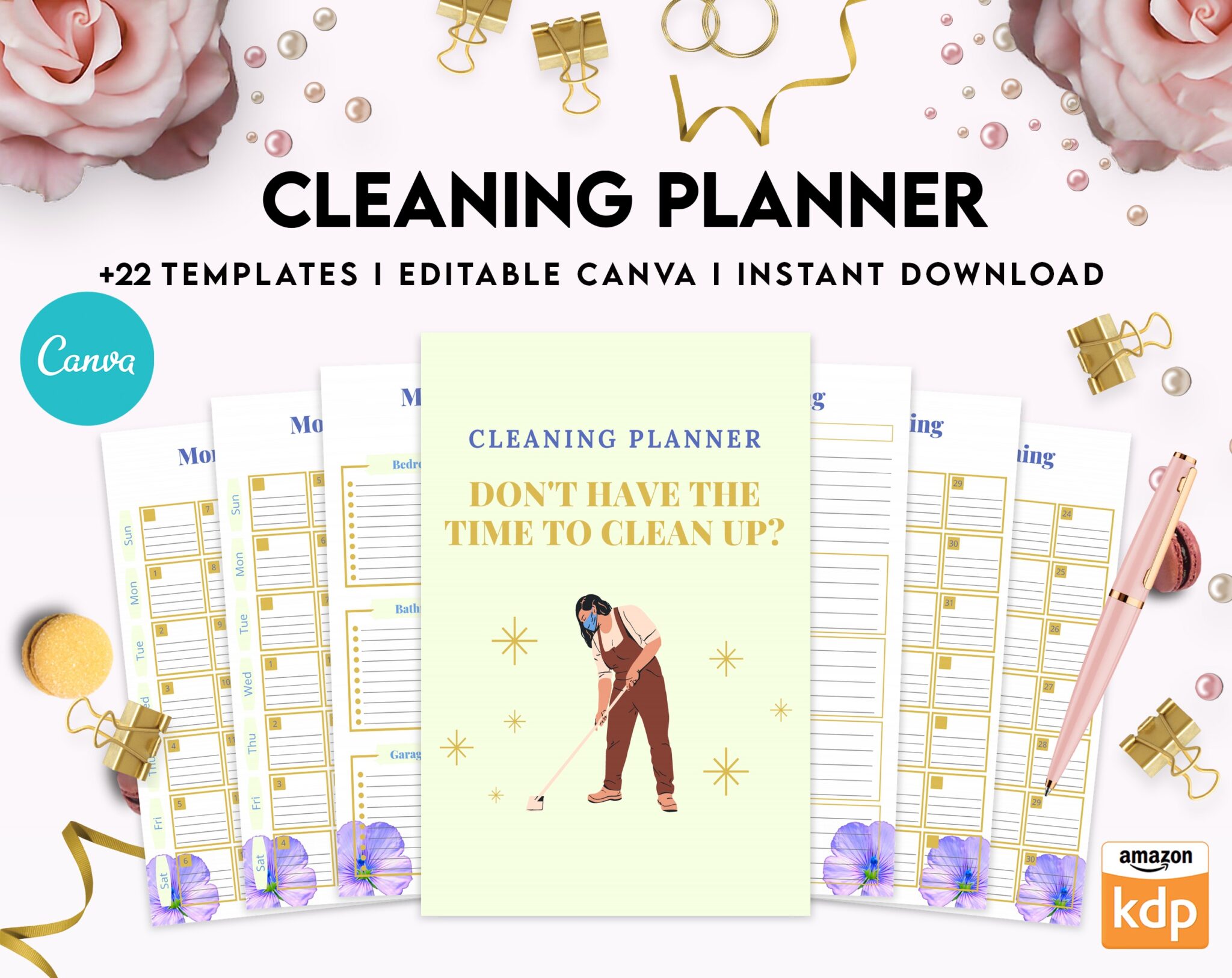 Cleaning Planner Canva editable Templates PDF Printable, 8,5x11 inch A4 ...