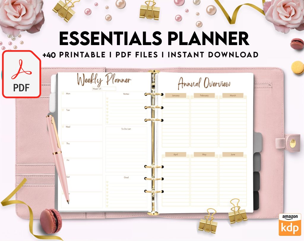 Free Essentials Planner PDF Printable, 8,5x11 inch A4 size, For journal ...