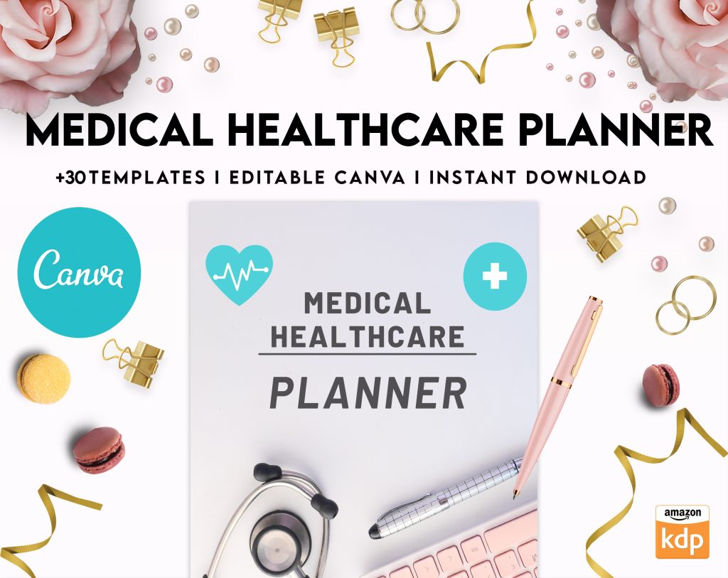 Medical Healthcare Planner Canva Templates, 8,5x11 inch A4 size, For ...