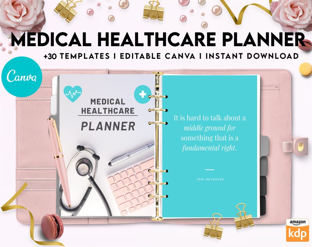Medical Healthcare Planner Canva Templates, 8,5x11 inch A4 size, For ...