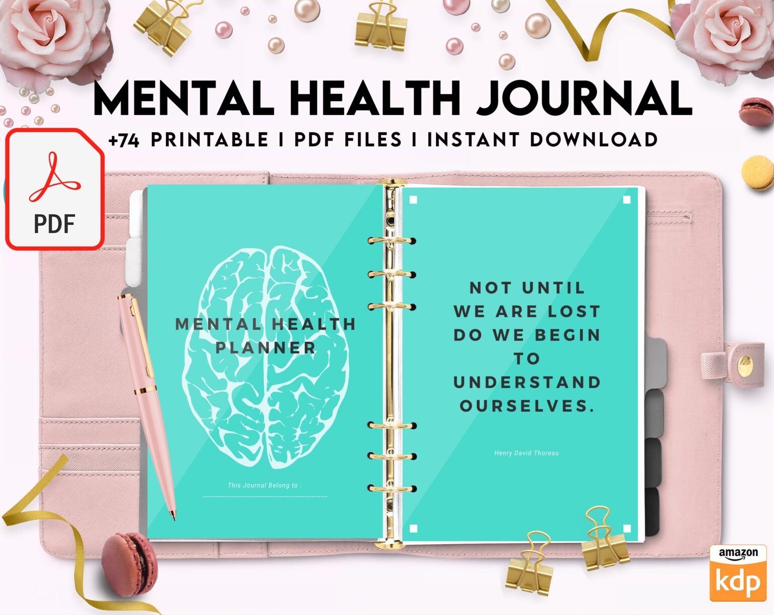 Free Mental Health Journal PDF Printable, 8,5x11 inch A4 size, For ...