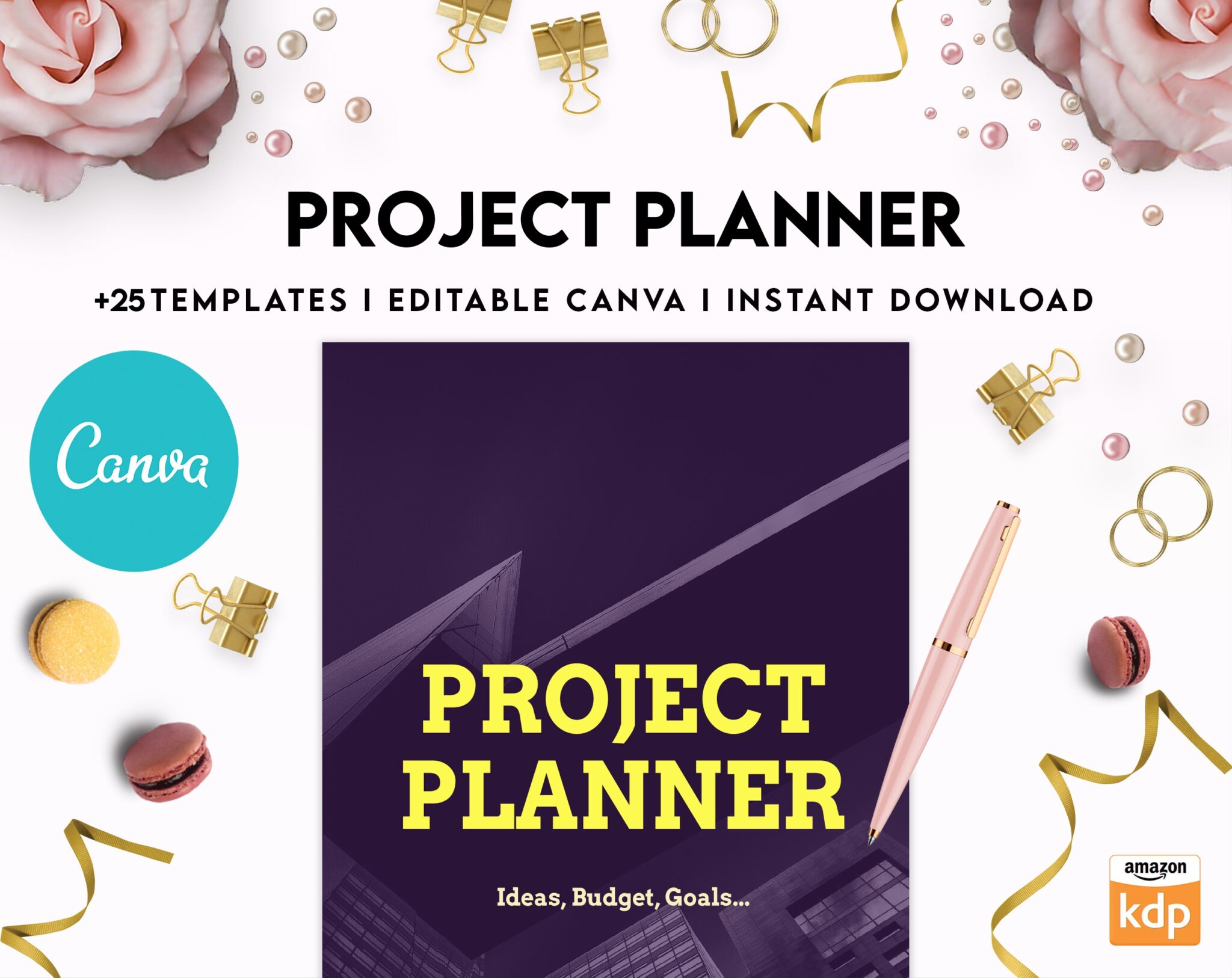 Project Planner Canva Editable Templates, 8,5x11 inch A4 size, For ...