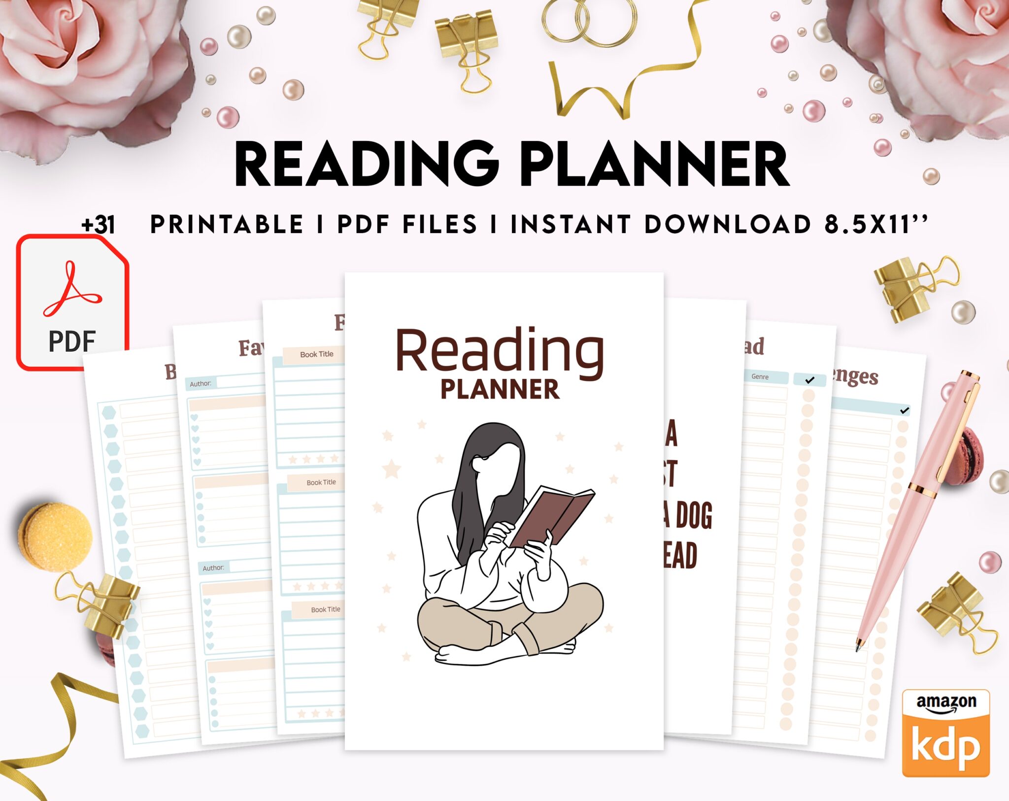 Free Reading Planner PDF Printable, 8,5x11 inch A4 size, For journal ...