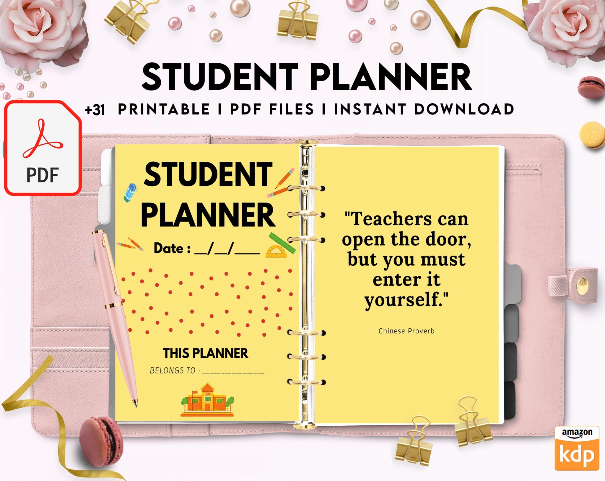 Free Student Planner PDF Printable, 8,5x11 inch A4 size, For journal ...