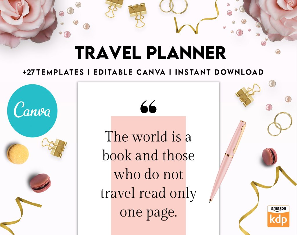 Travel Planner Canva Editable Templates, 8,5x11 inch A4 size, For ...