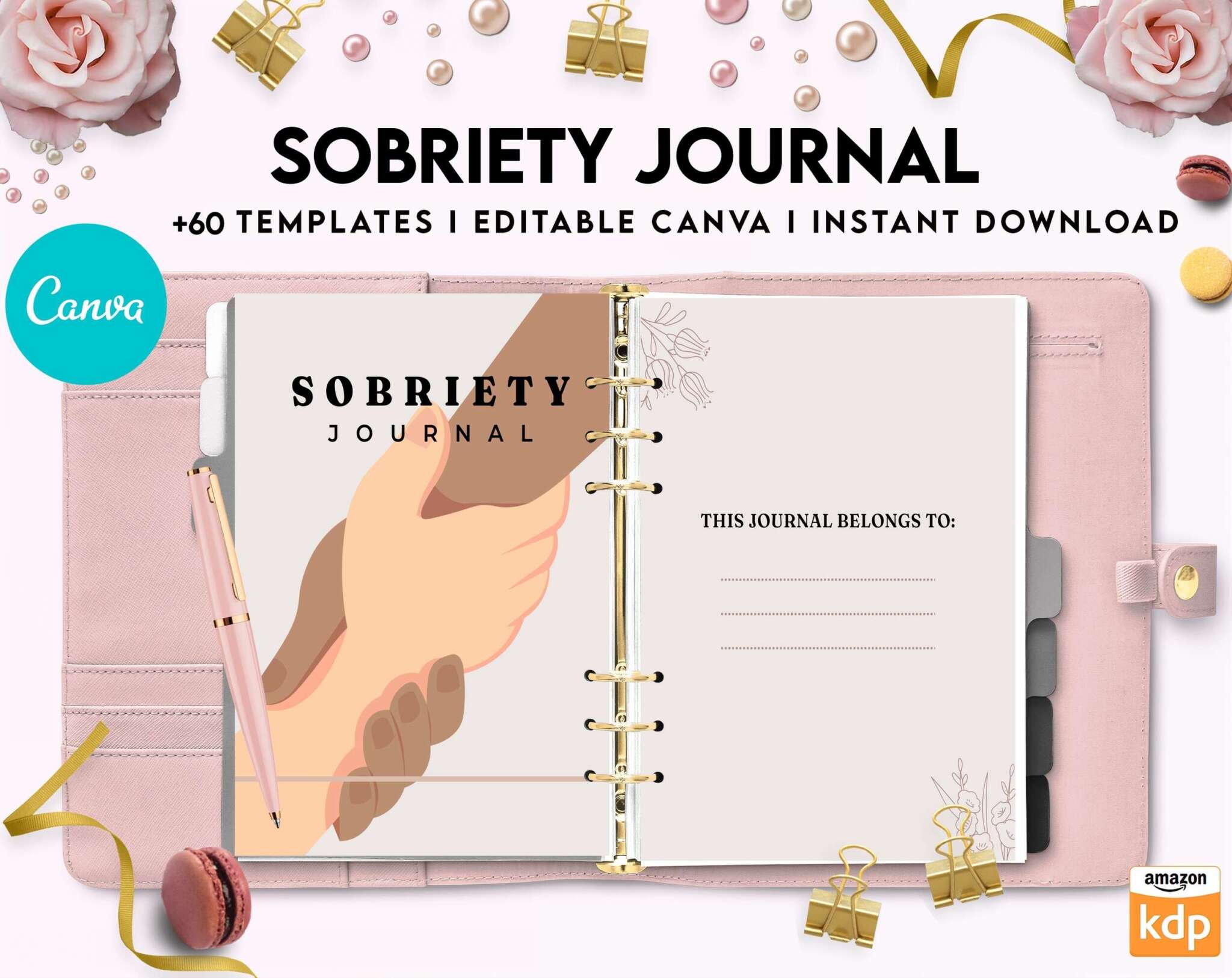 Sobriety Journal, Addiction Recovery Journal, Calmness, Canva Editable ...