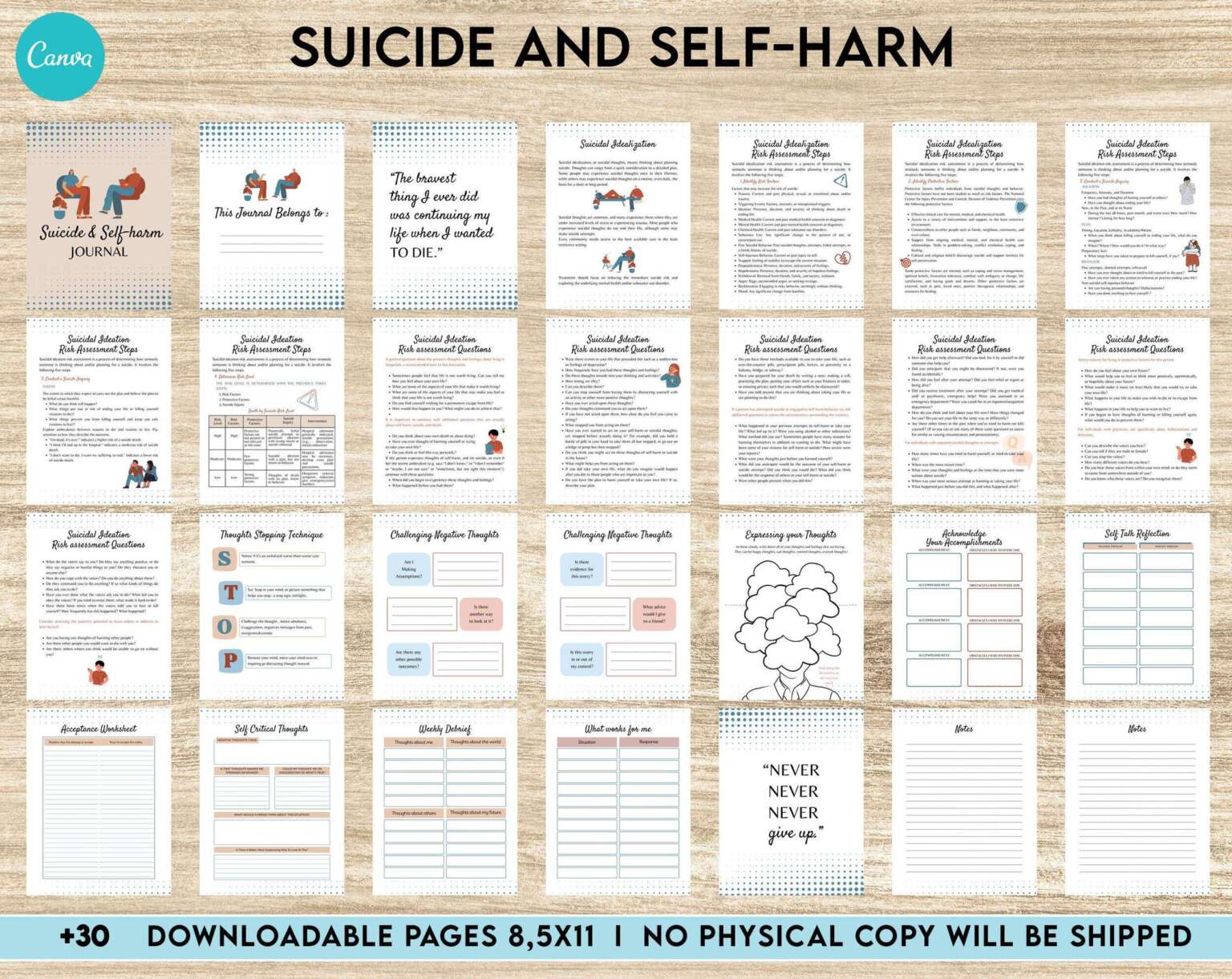 Therapy for Suicidal Thoughts and Self-Harm Journal, Suicide Awareness ...