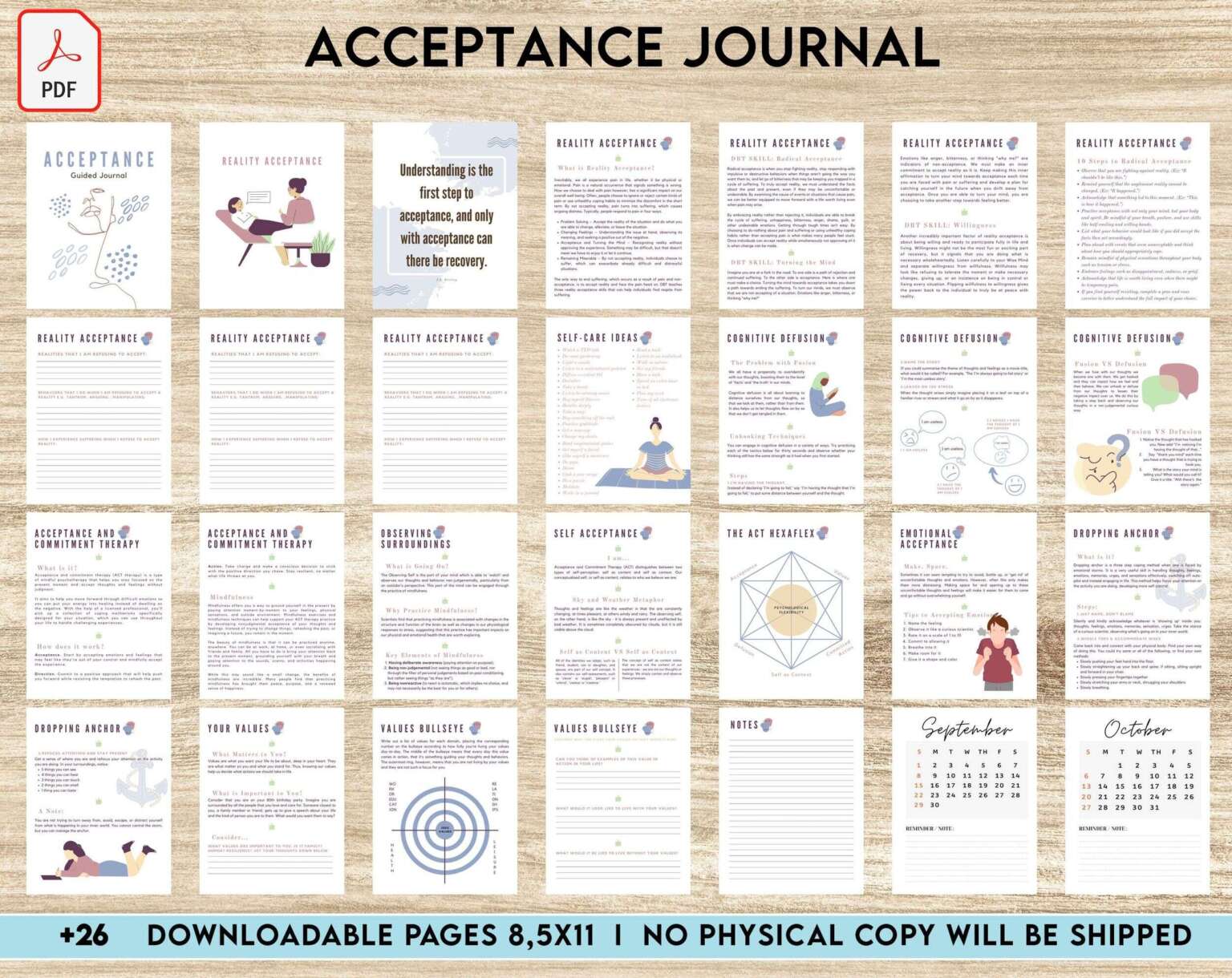Free Self Care Journal PDF Printable, 8,5x11 inch A4 size, For journal ...
