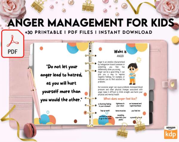 Anger Management Activities for Kids Therapy Journal, Kids Self Care ...