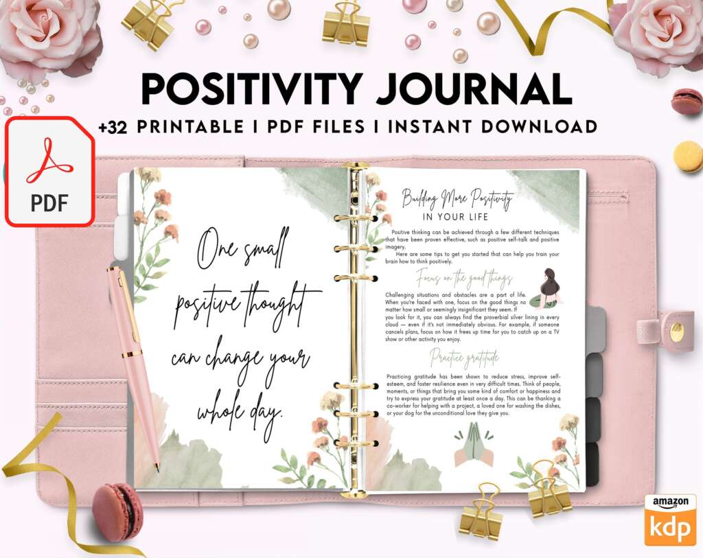 Positivity journal, positive mindset, happiness journal, PDF file 8 ...