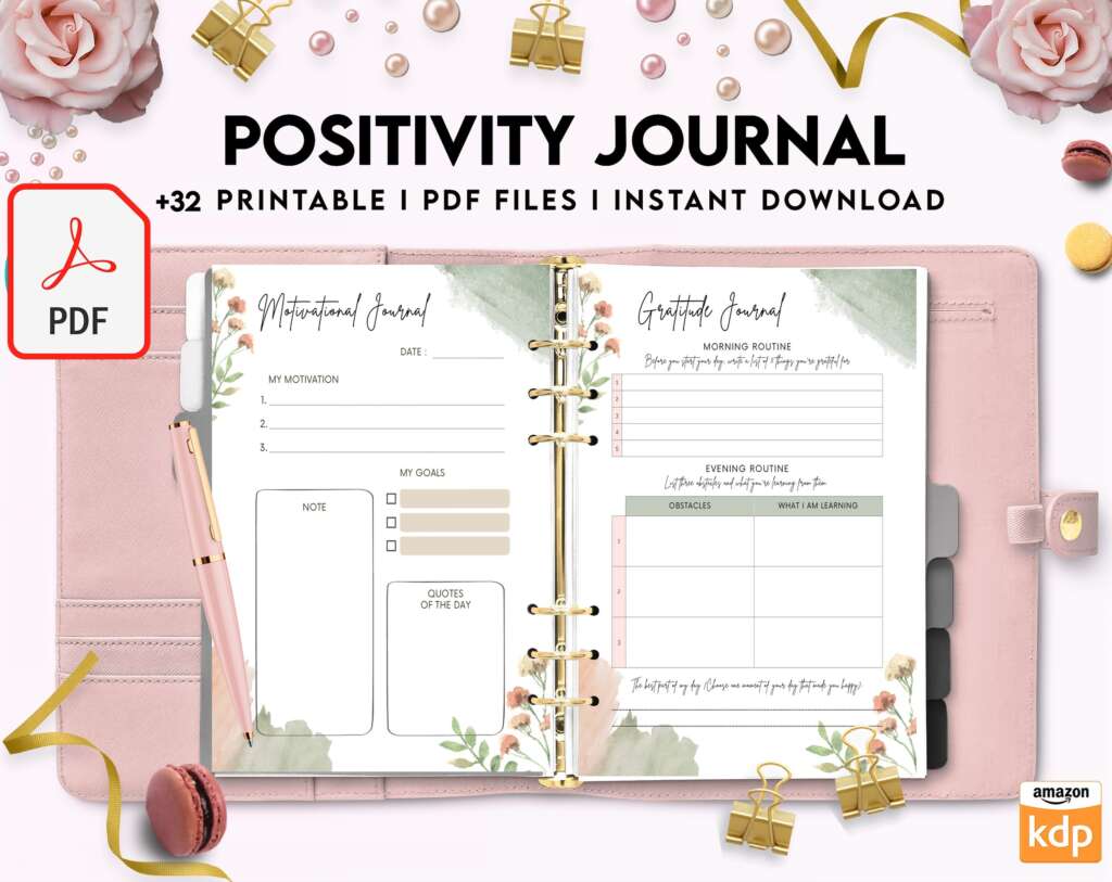 Positivity journal, positive mindset, happiness journal, PDF file 8 ...