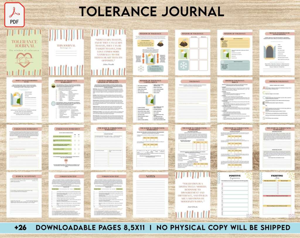 Tolerance Journal, window of tolerance, therapy journal , self ...