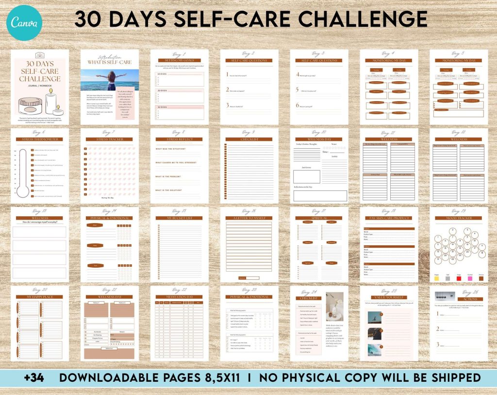 30 Day Self Care Challenge Journal, Self Love Planner, Mindfulness ...