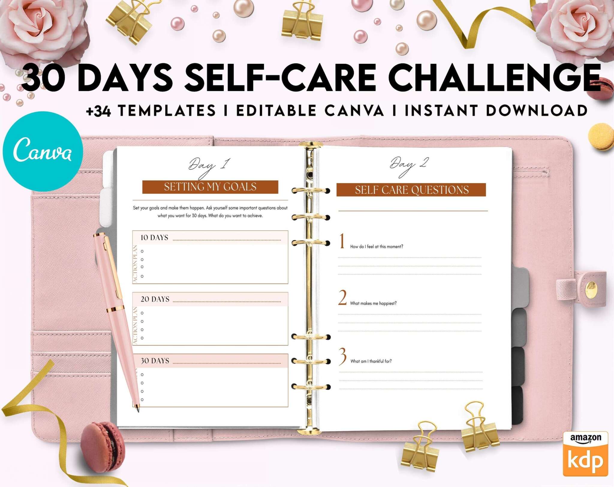 30 Day Self Care Challenge Journal, Self Love Planner, Mindfulness ...