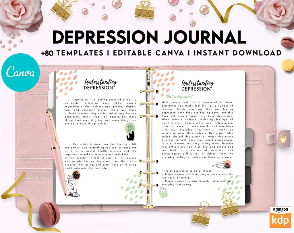 Journal Prompts for Depression, Therapy Mental health Anxiety Journal ...