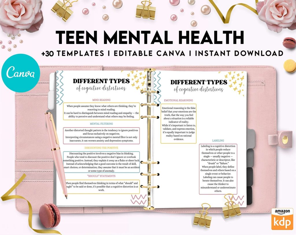 Therapy Worksheets for Teens, Teen Mental Health Therapy Journal , Teen ...