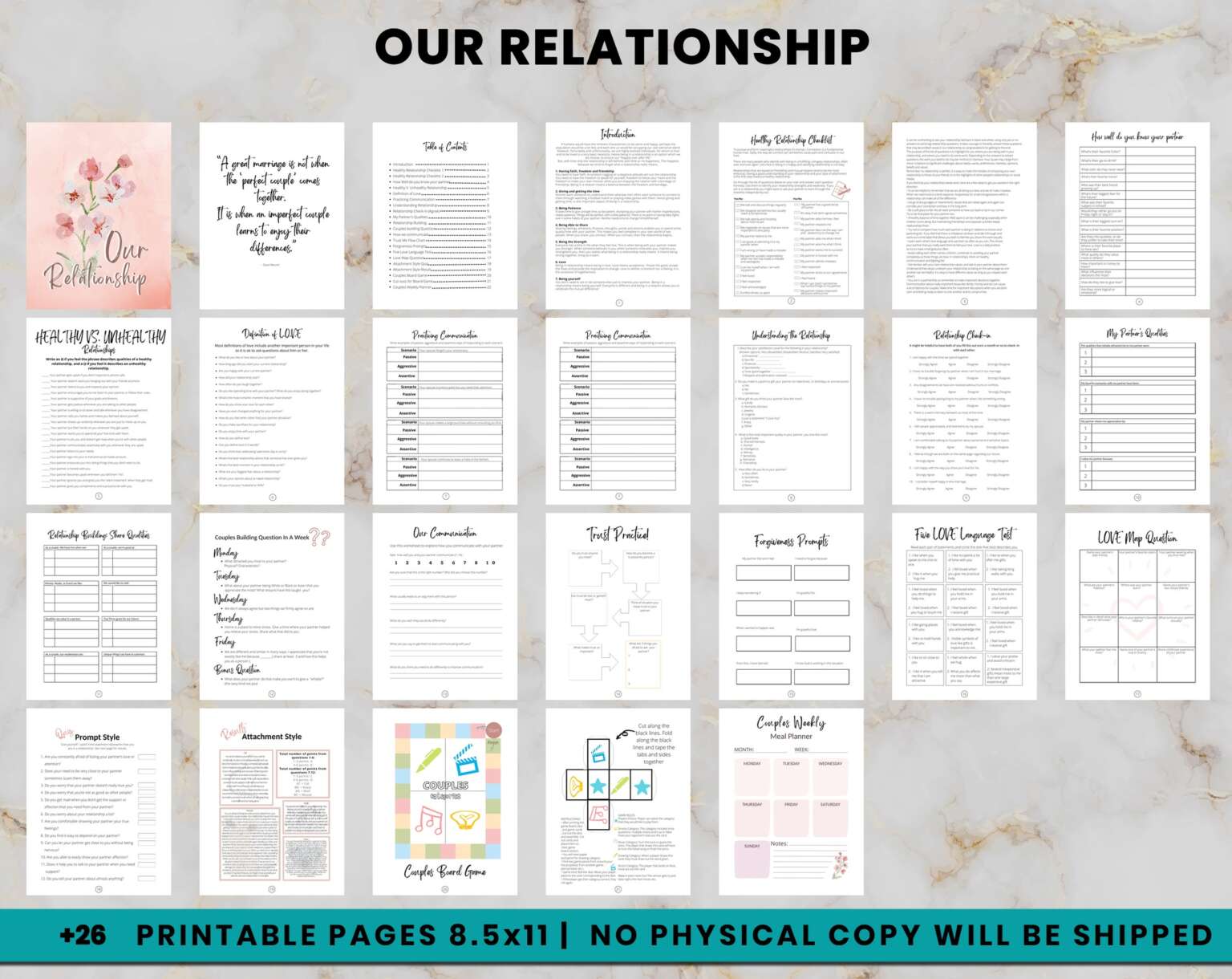 Relationship journal Printable PDF File - Planners weekly