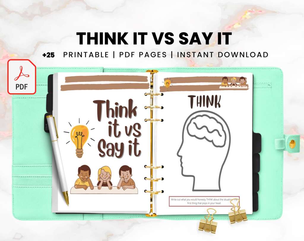 Think it Vs Say it, Communication Journal - Planners weekly