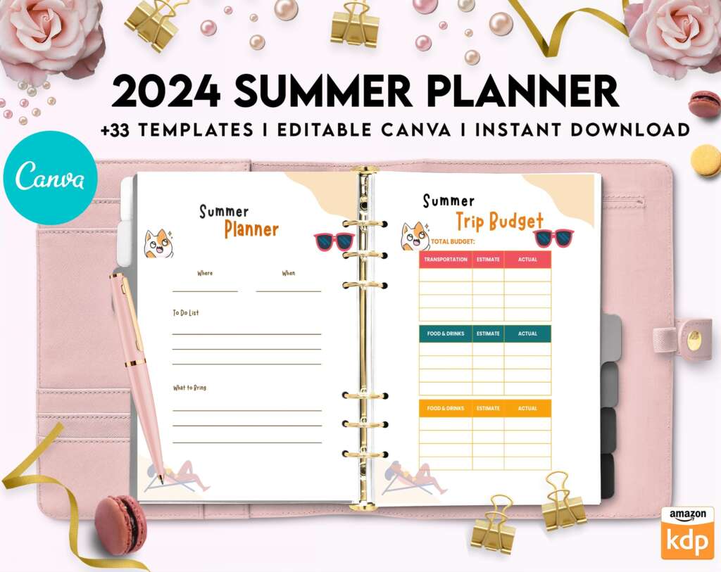 2024 Canva Editable Summer Planner