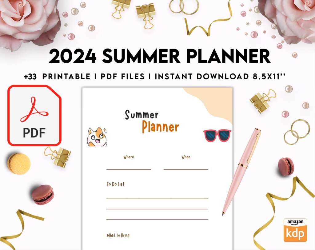 Summer Planner 2024 Printable PDF File