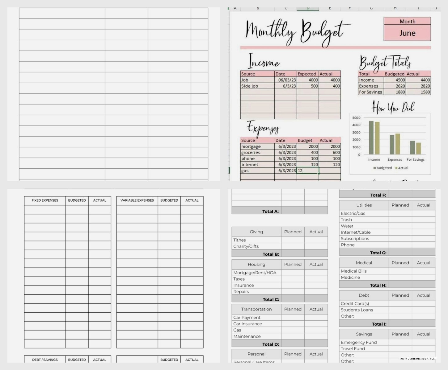Printable Budget Template: Free Financial Planning - Planners weekly